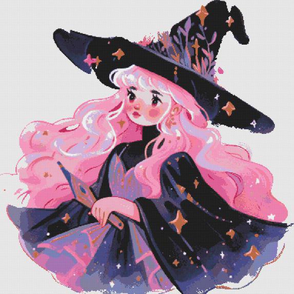 Pink Cutesy Witch Cross Stitch Pattern PDF - Etsy