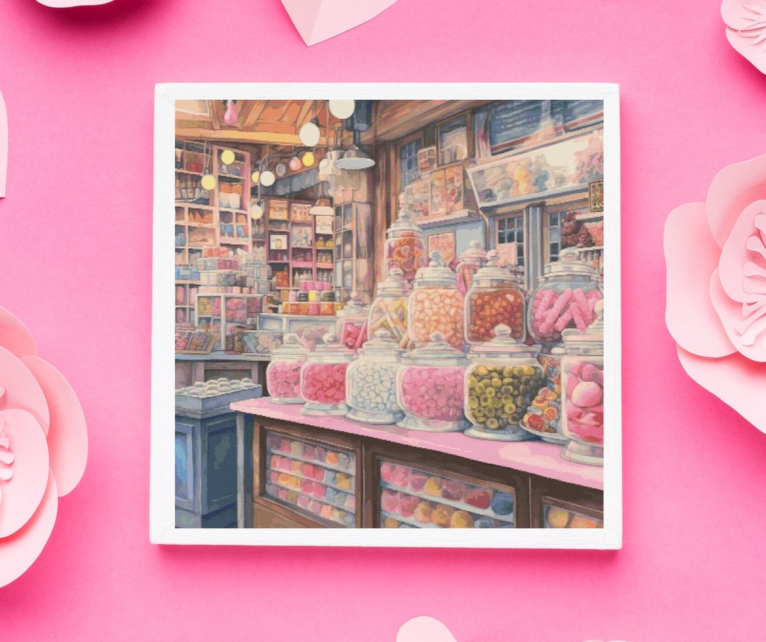 Busy Sweet Shop Cross Stitch Pattern Full Coverage PDF - Etsy