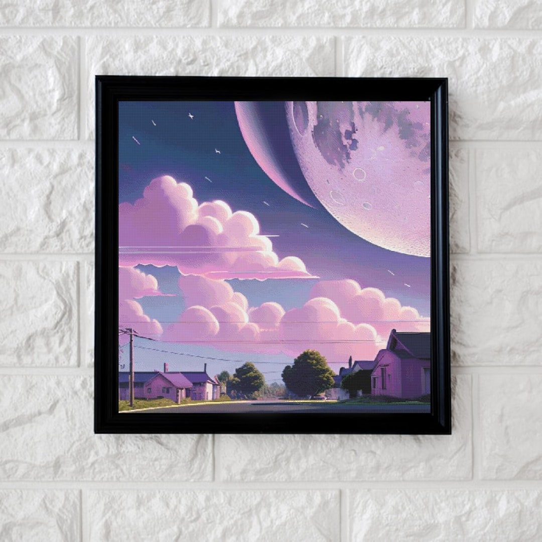 Moon Town Cross Stitch Pattern Full Coverage PDF - Etsy