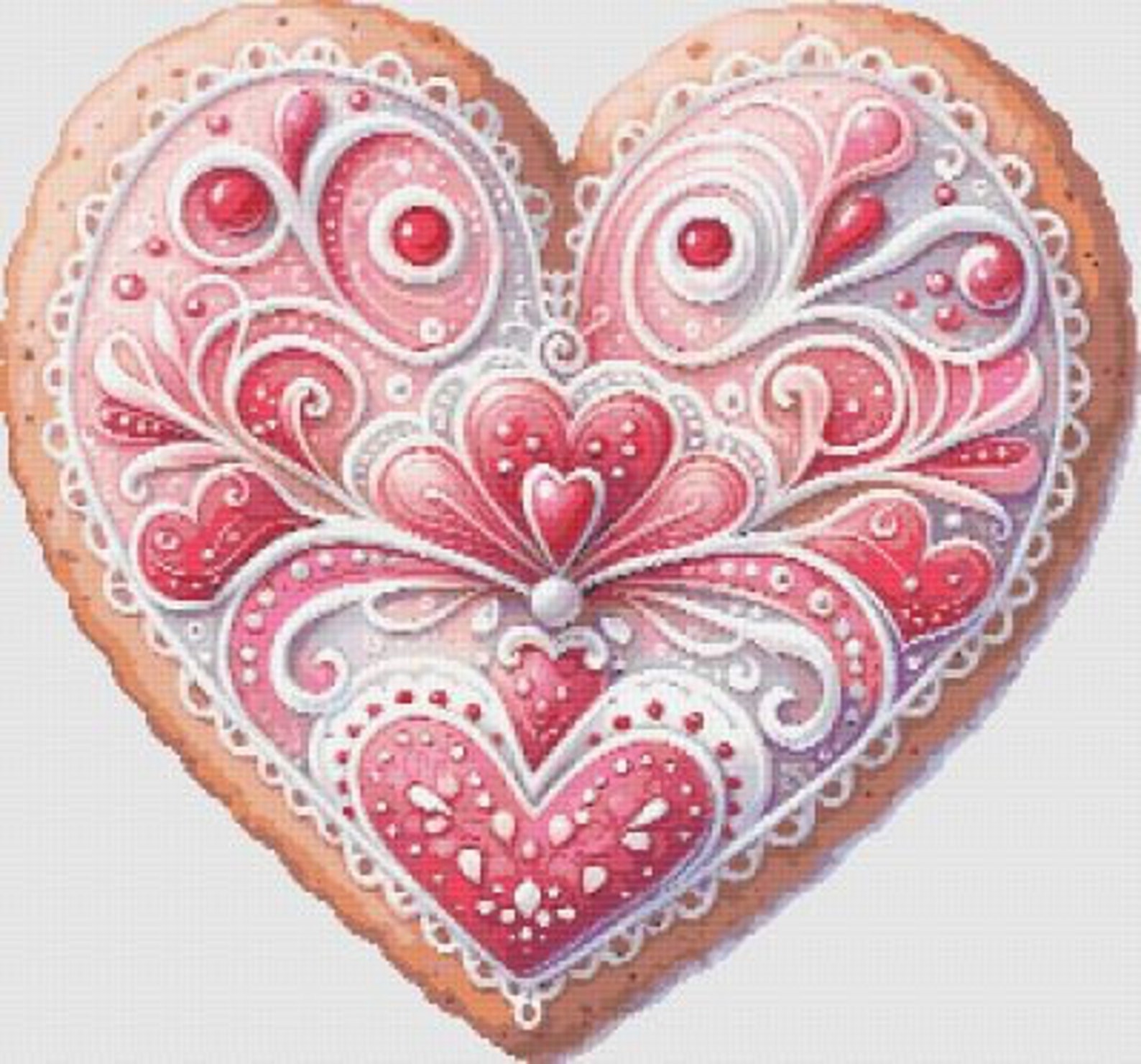 Pink Heart Cookie Cross Stitch Pattern PDF - Etsy