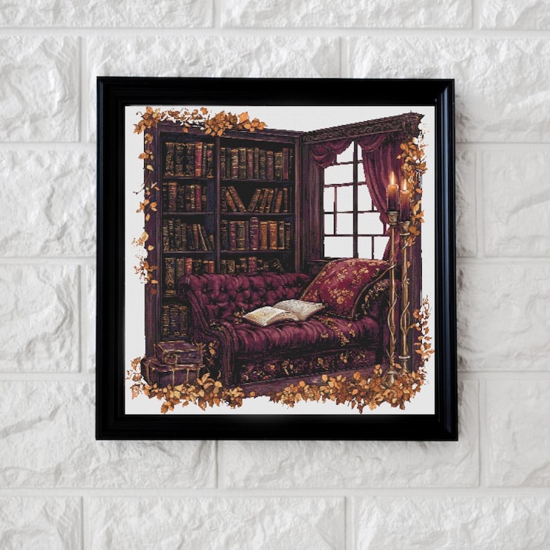 Fall Reading Room Cross Stitch Pattern PDF - Etsy