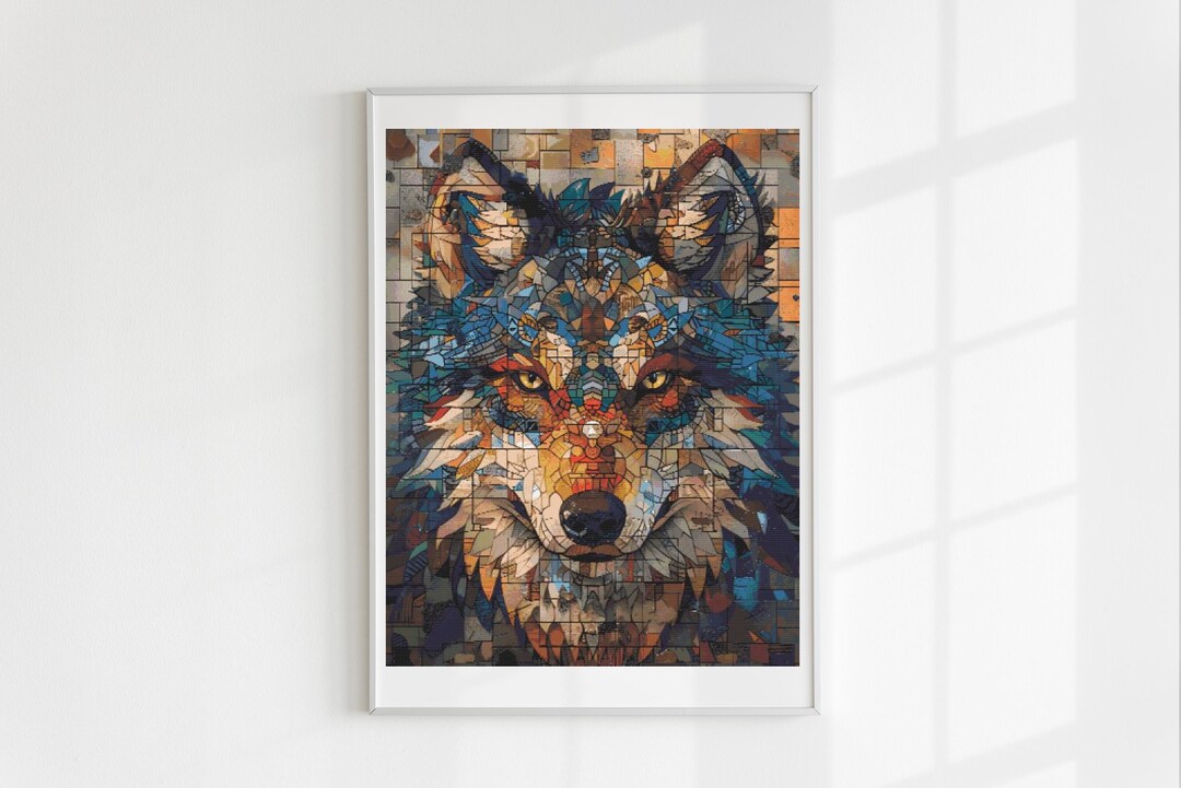 Wolf Mosaic Cross Stitch Pattern Full Coverage PDF - Etsy