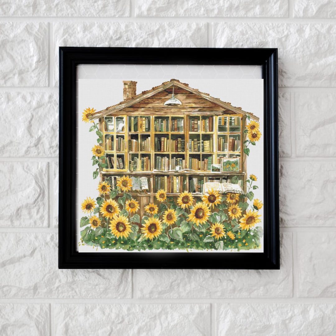 Sunflower Library Cross Stitch Pattern PDF - Etsy