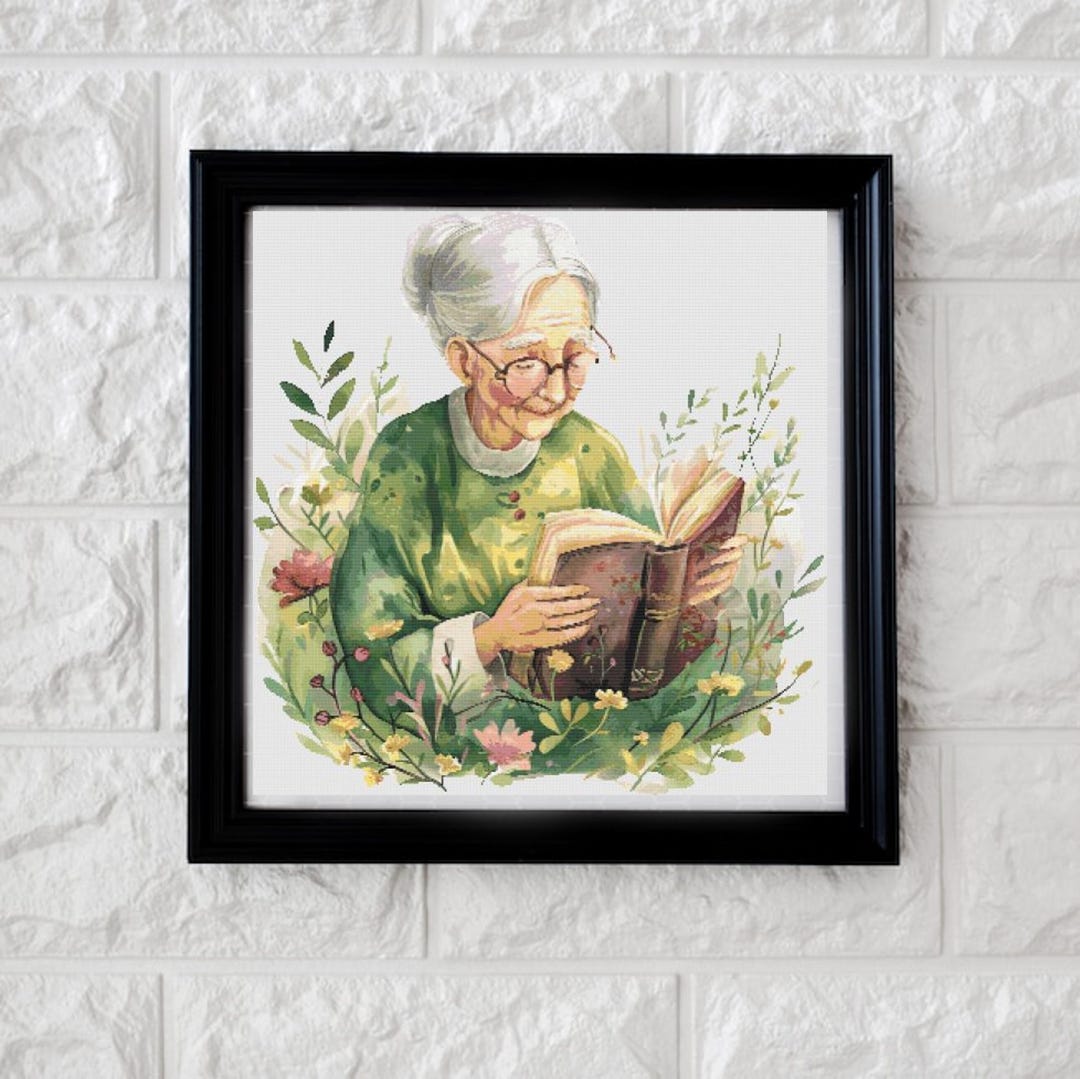 Reading Grandma Cross Stitch Pattern PDF - Etsy