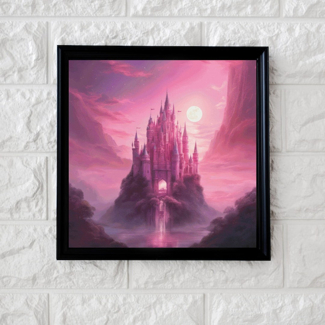 Pink Castle Cross Stitch Pattern Full Coverage PDF - Etsy