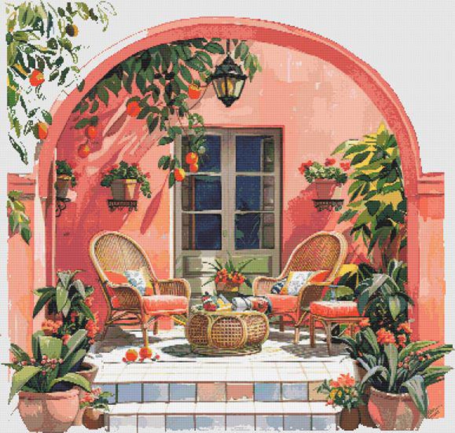 Peach Porch Cross Stitch Pattern PDF - Etsy