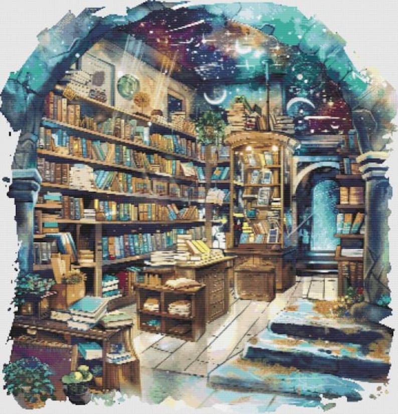 Magical Bookshop Cross Stitch Pattern PDF - Etsy