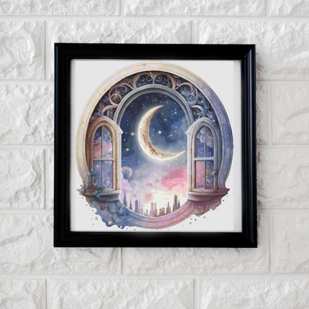 Round Window Moon Cross Stitch Pattern PDF - Etsy