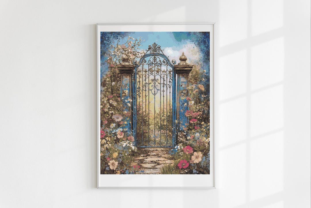 Floral Gate Cross Stitch Pattern Full Coverage PDF - Etsy