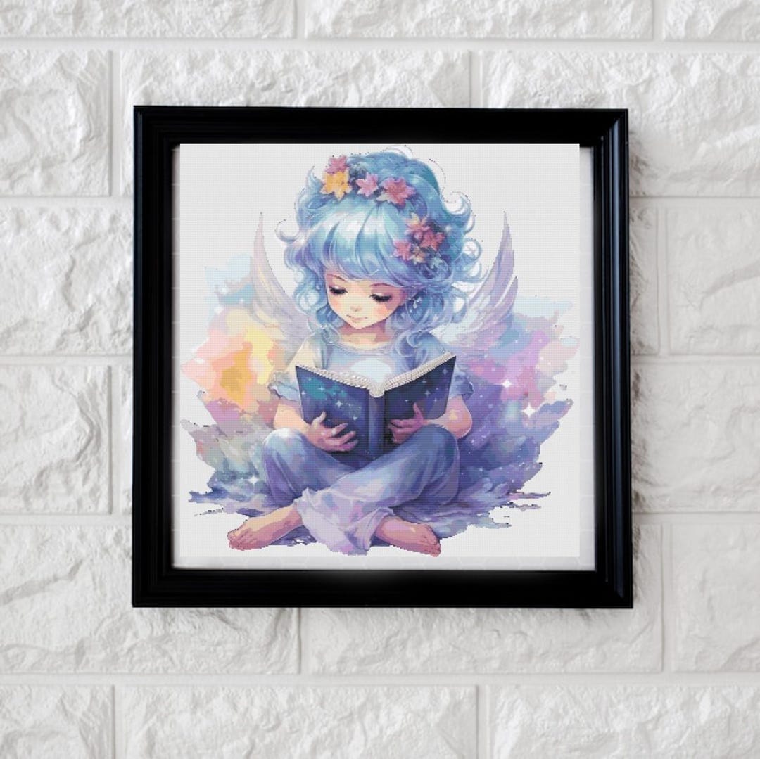 Pixie Girl Reading Cross Stitch Pattern PDF - Etsy