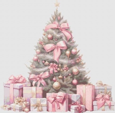 Pastel Pink Christmas Tree Cross Stitch Pattern PDF - Etsy