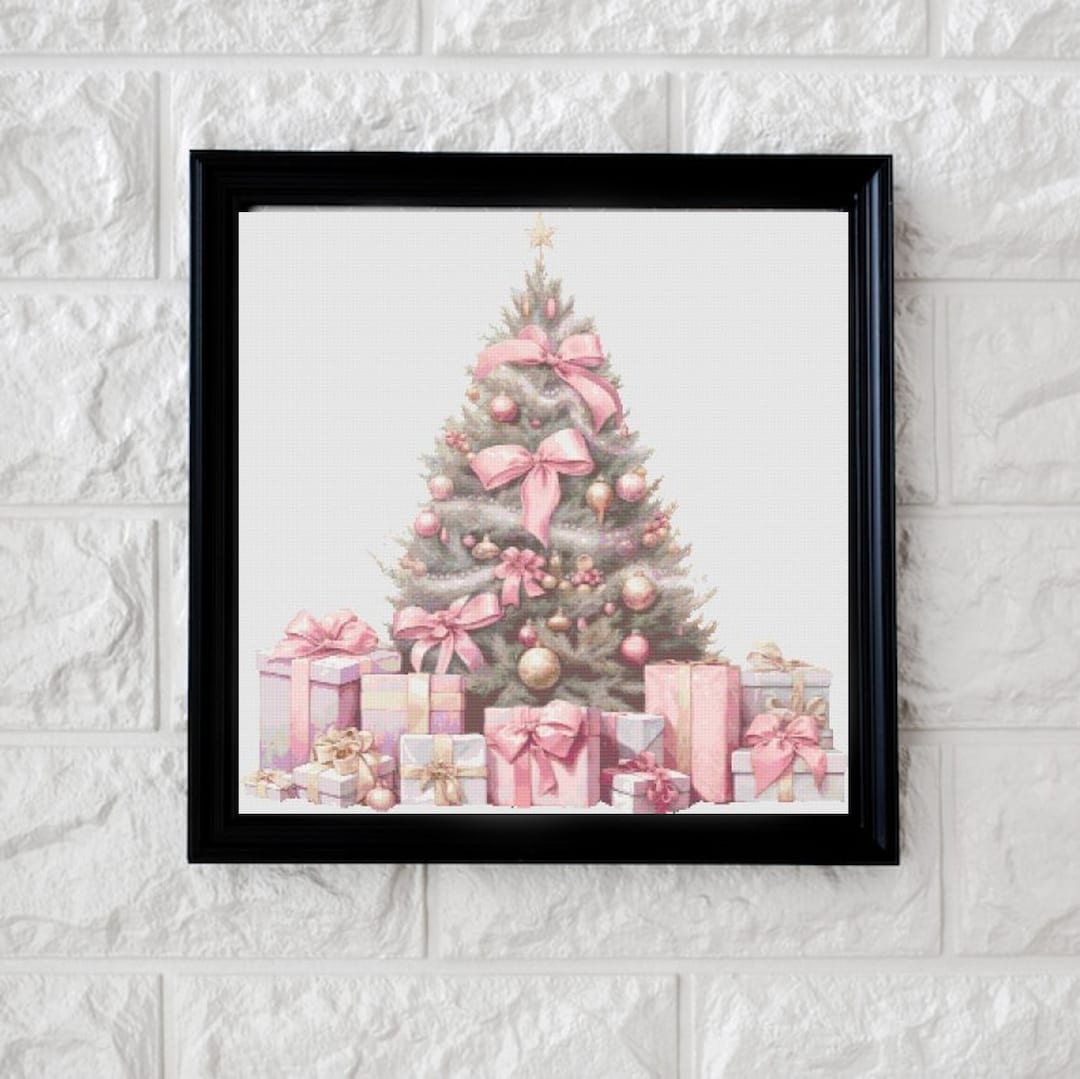 Pastel Pink Christmas Tree Cross Stitch Pattern PDF - Etsy