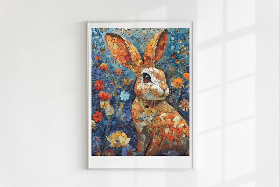 Bunny Mosaic Cross Stitch Pattern Full Coverage PDF - Etsy