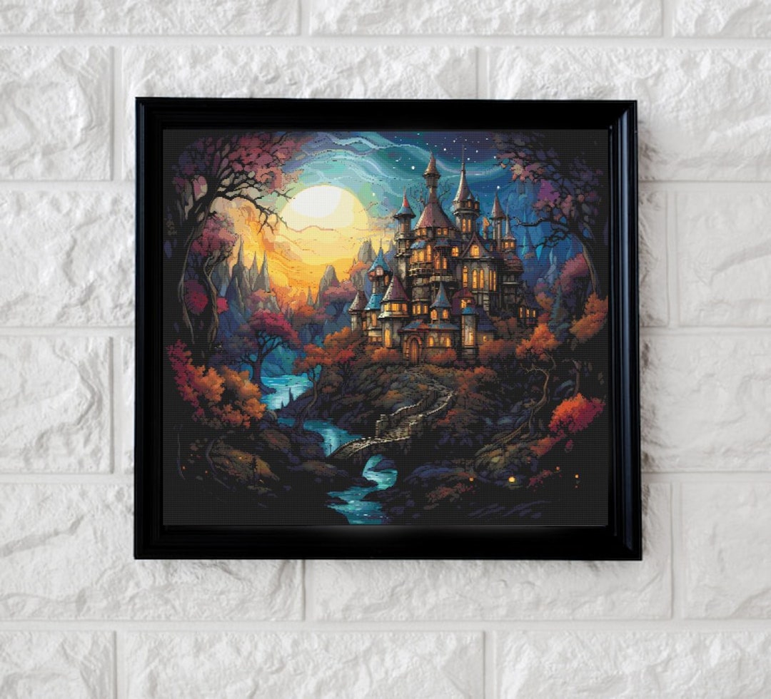 Night Time Castle Cross Stitch Pattern Full Coverage PDF - Etsy