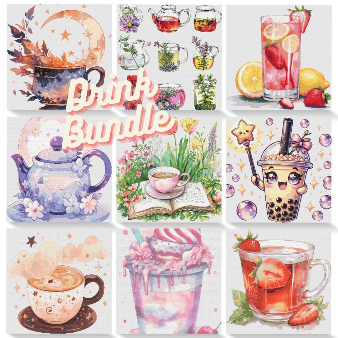Drink Bundle Cross Stitch Patterns PDF (9 Patterns) - Etsy