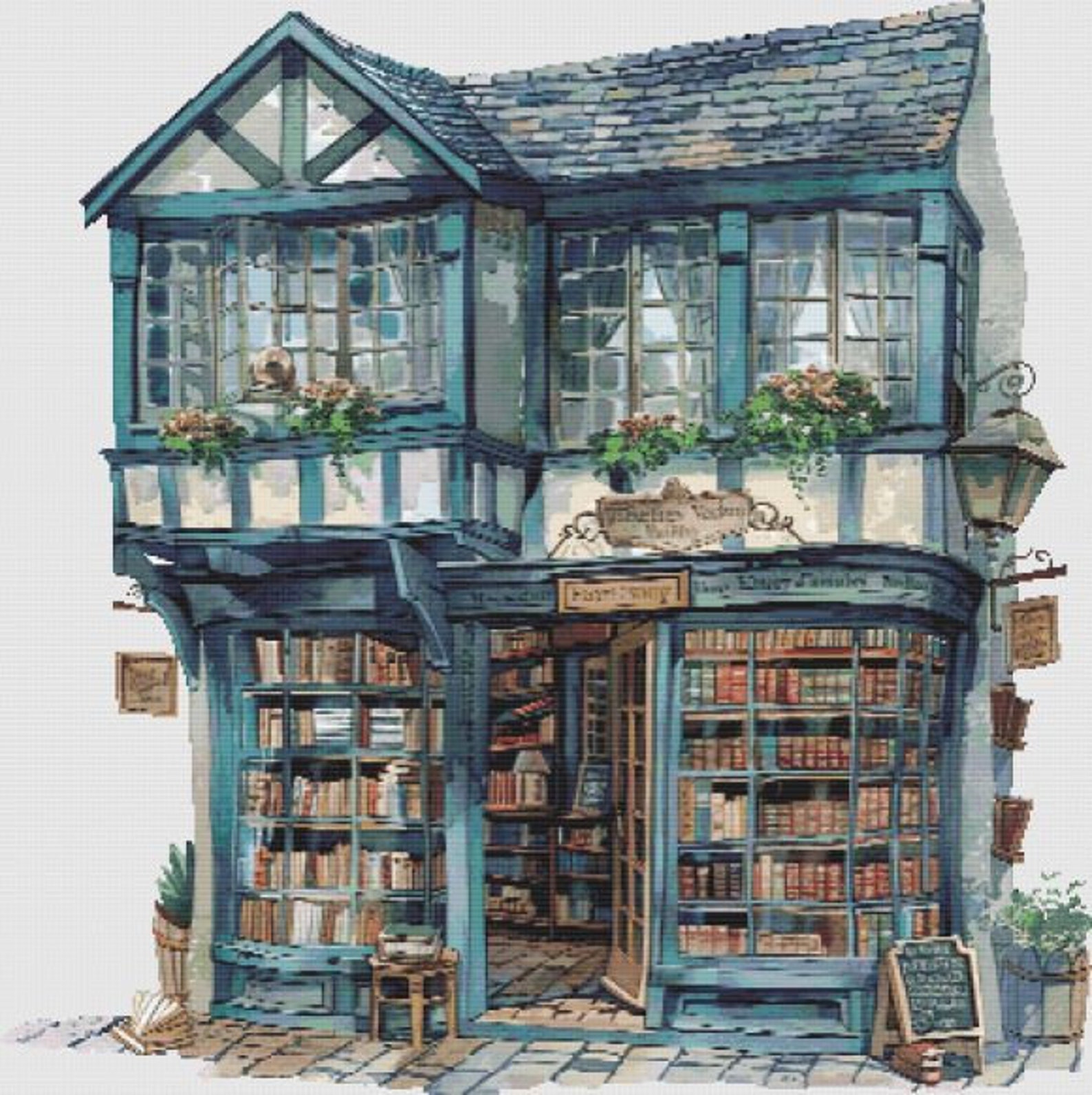 Old Town Bookshop Cross Stitch Pattern PDF - Etsy