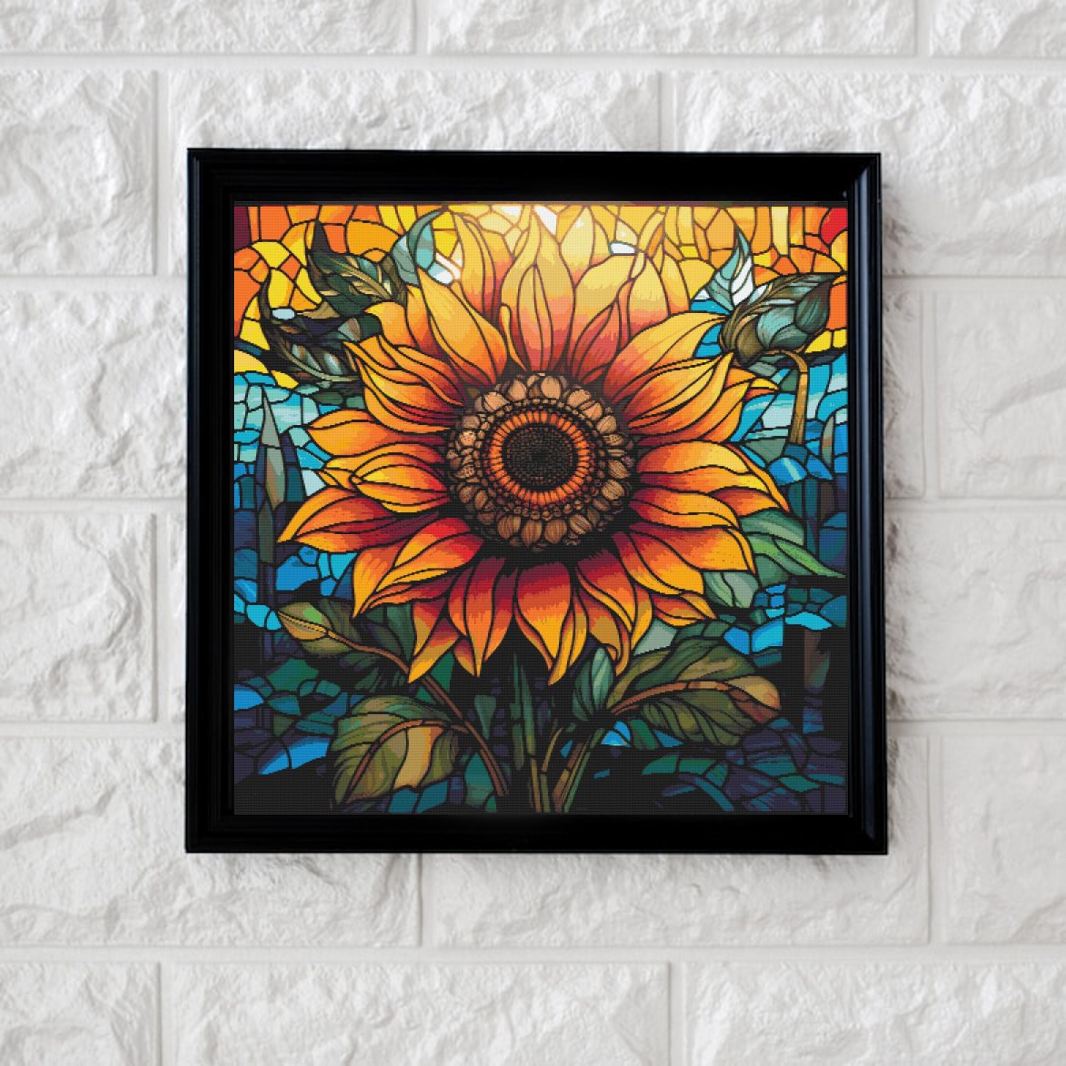 Sunflower Mosaic Cross Stitch Pattern Full Coverage PDF - Etsy