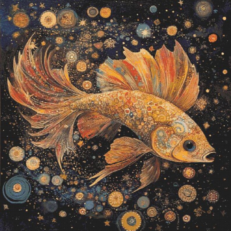 Pretty Celestial Fish Cross Stitch Pattern Full Coverage PDF - Etsy