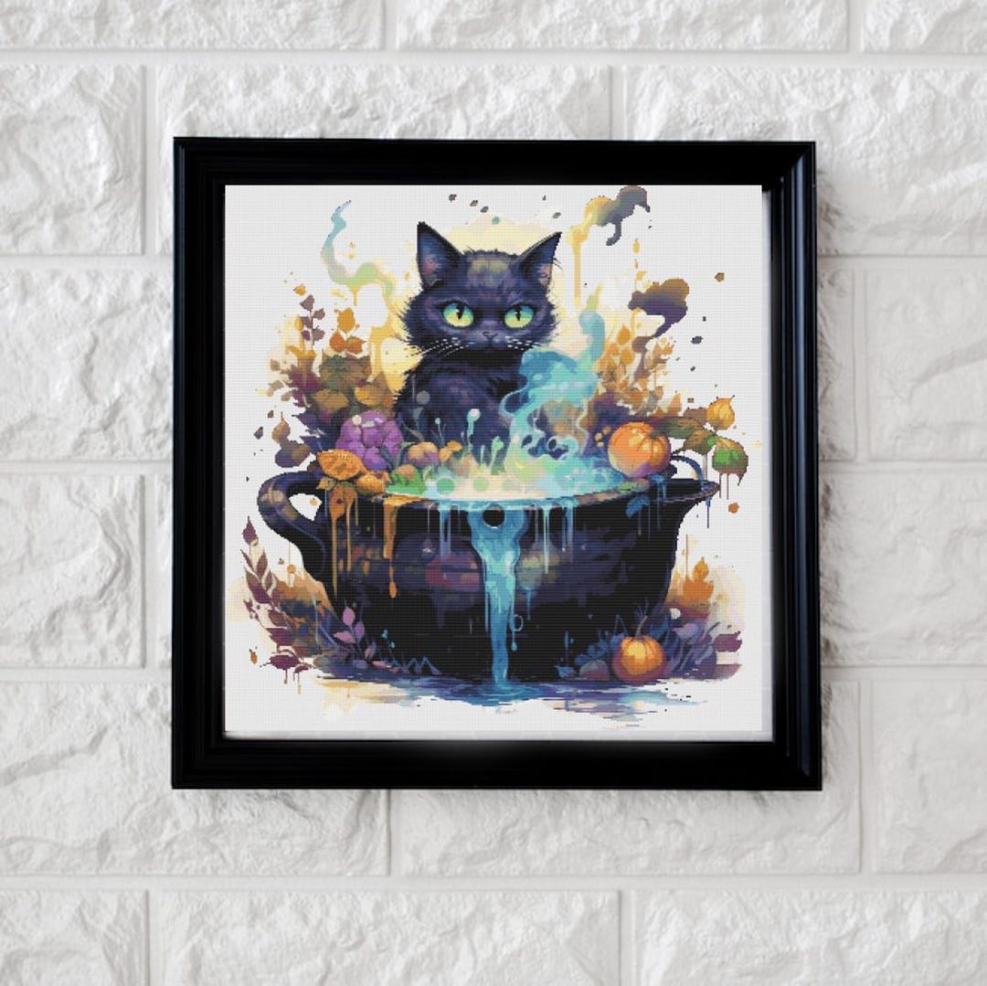 Cat in the Cauldron Cross Stitch Pattern PDF - Etsy