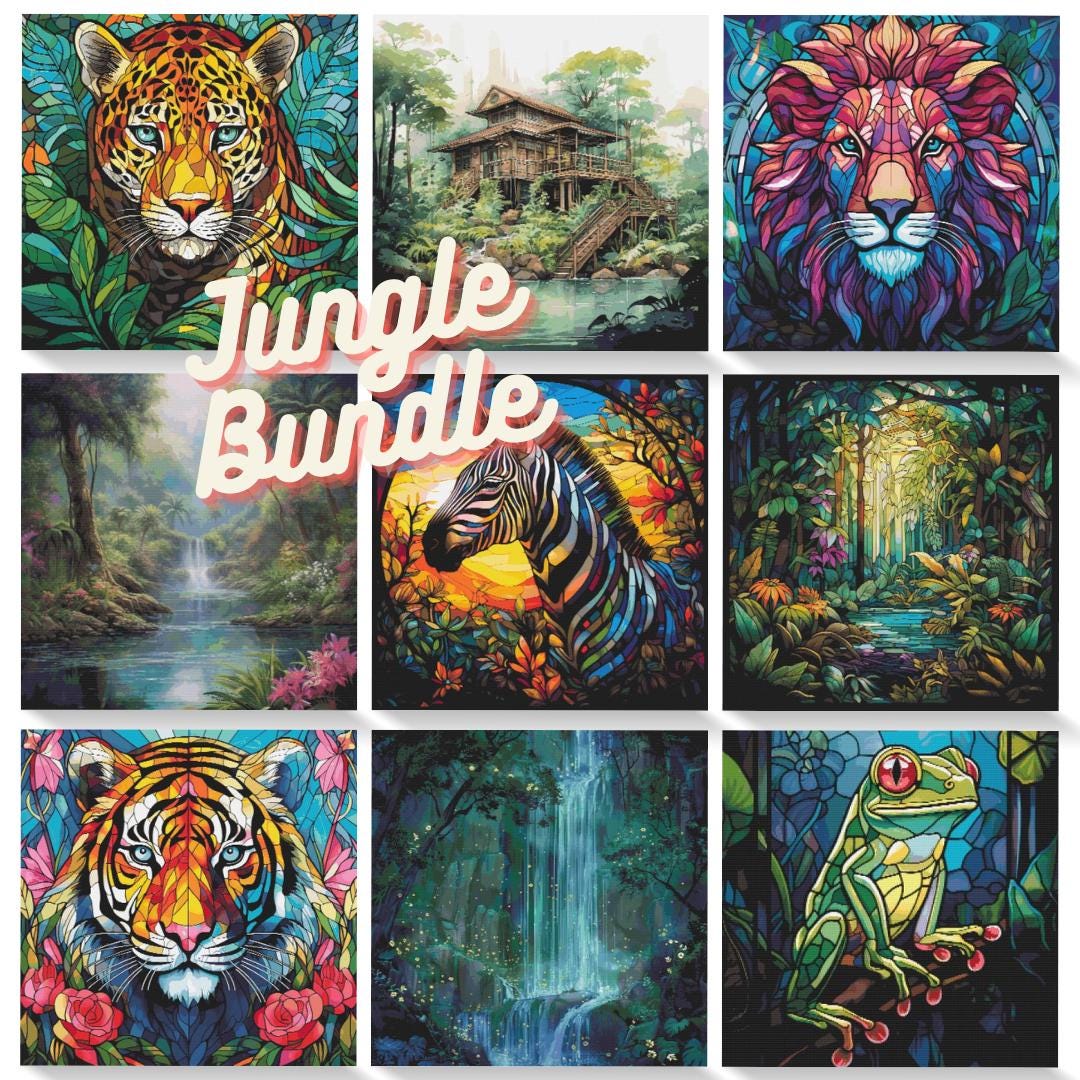 Jungle Bundle Cross Stitch Patterns PDF (9 Patterns) - Etsy