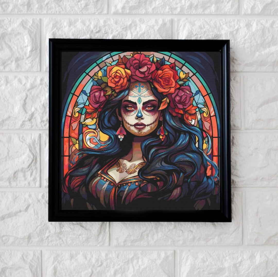 Day of the Dead Lady Cross Stitch Pattern Full Coverage PDF - Etsy