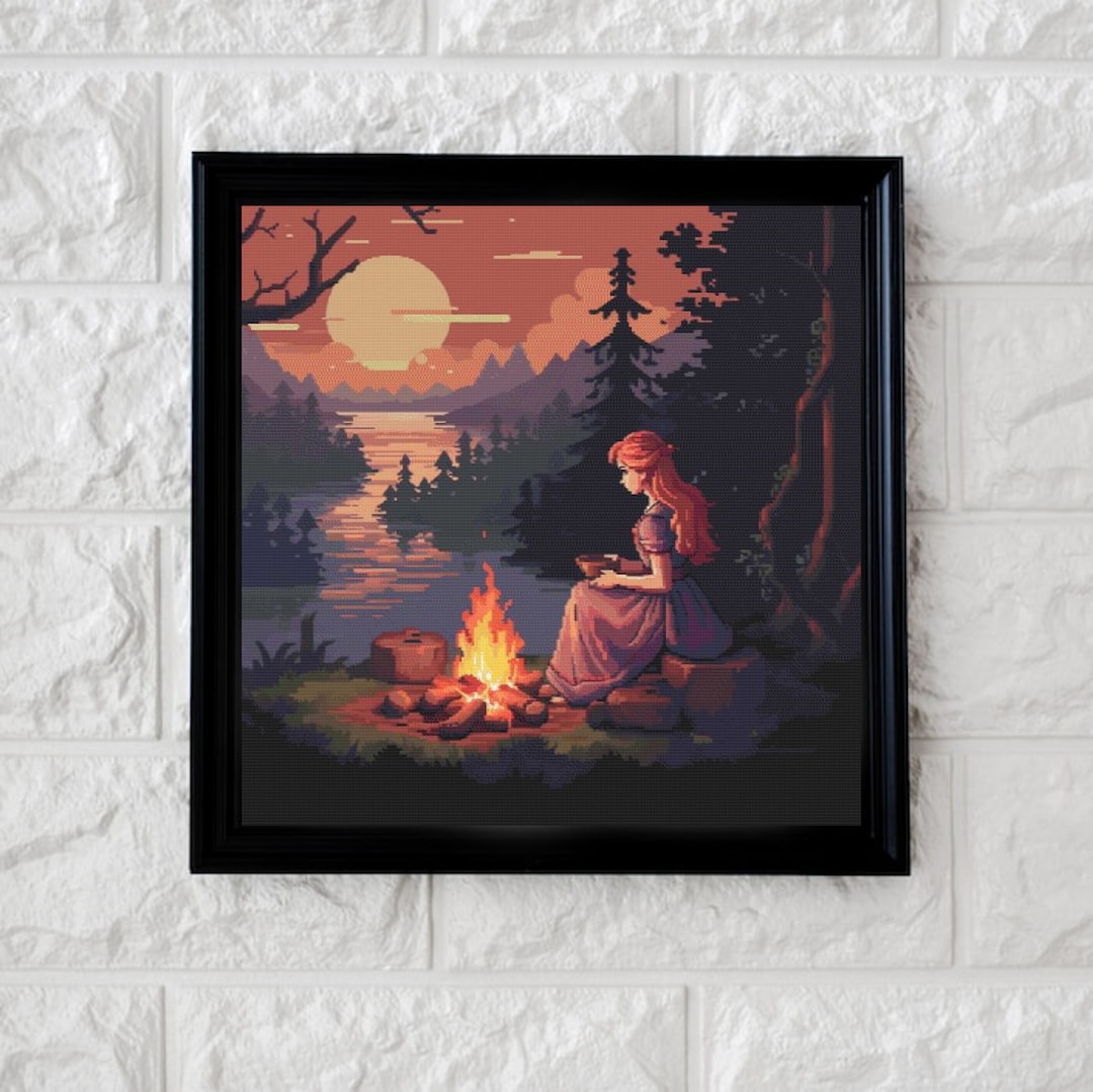 Princess Campfire Cross Stitch Pattern Full Coverage PDF - Etsy
