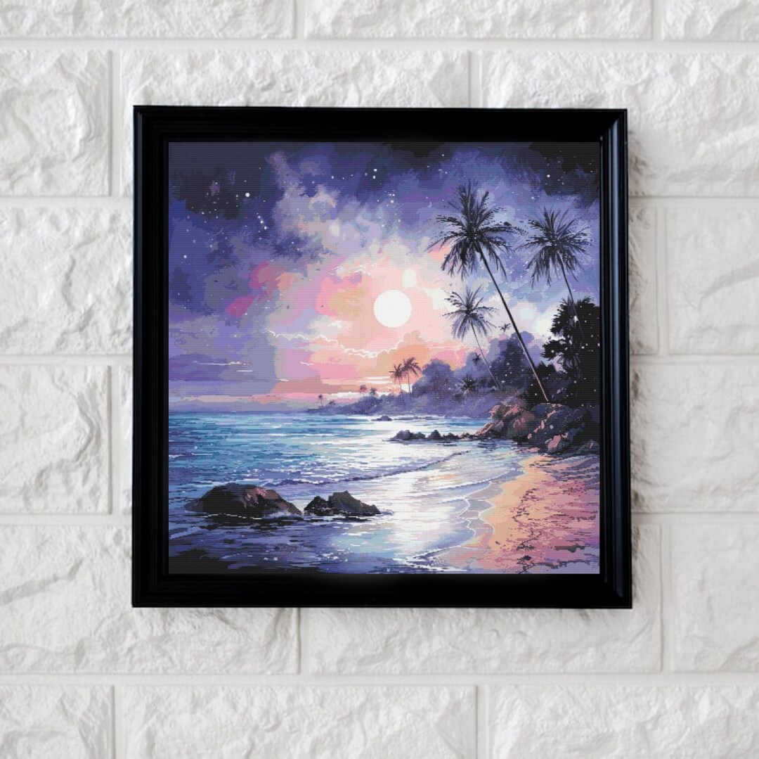 Night Time Paradise Cross Stitch Pattern Full Coverage PDF - Etsy