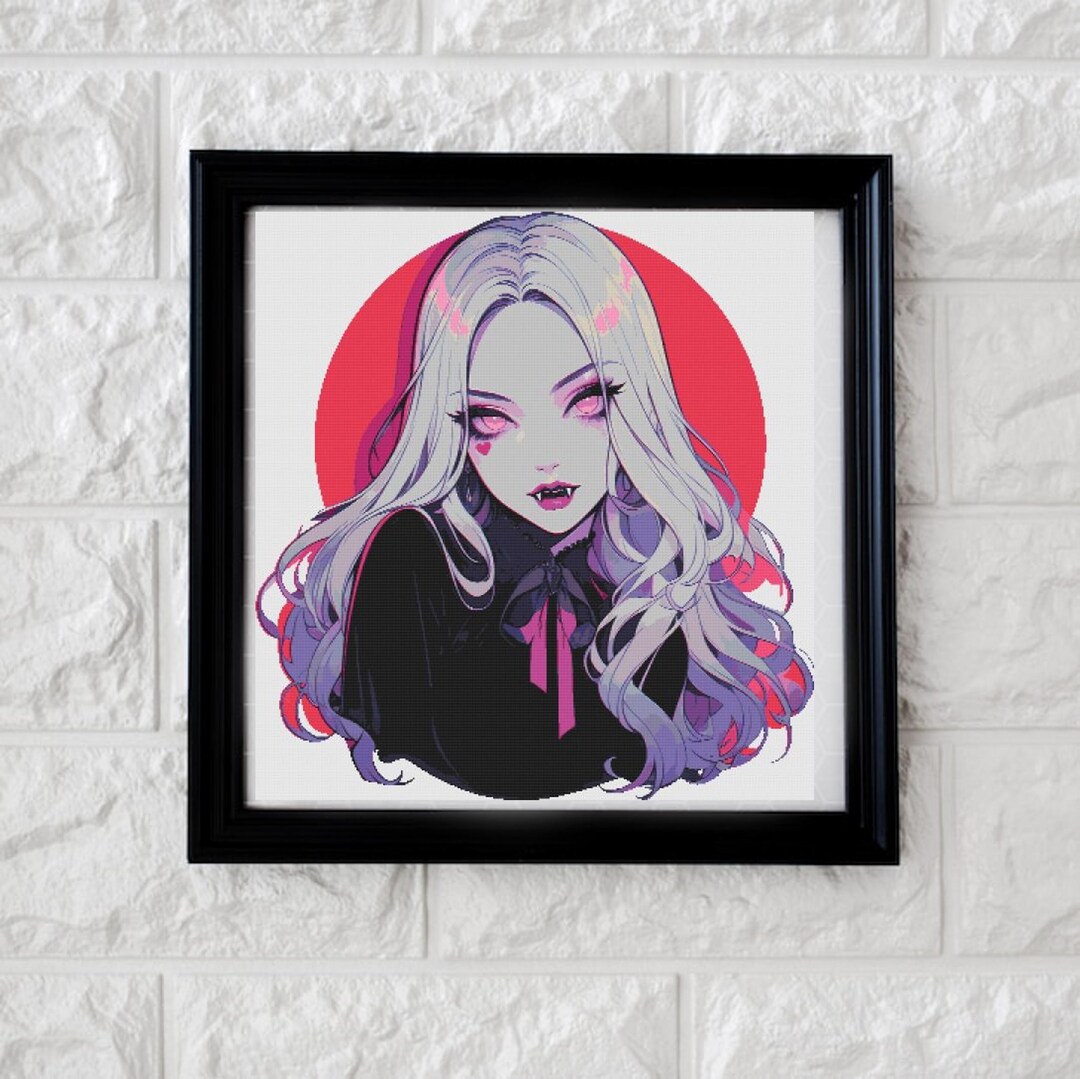 White Haired Vampire Cross Stitch Pattern PDF - Etsy