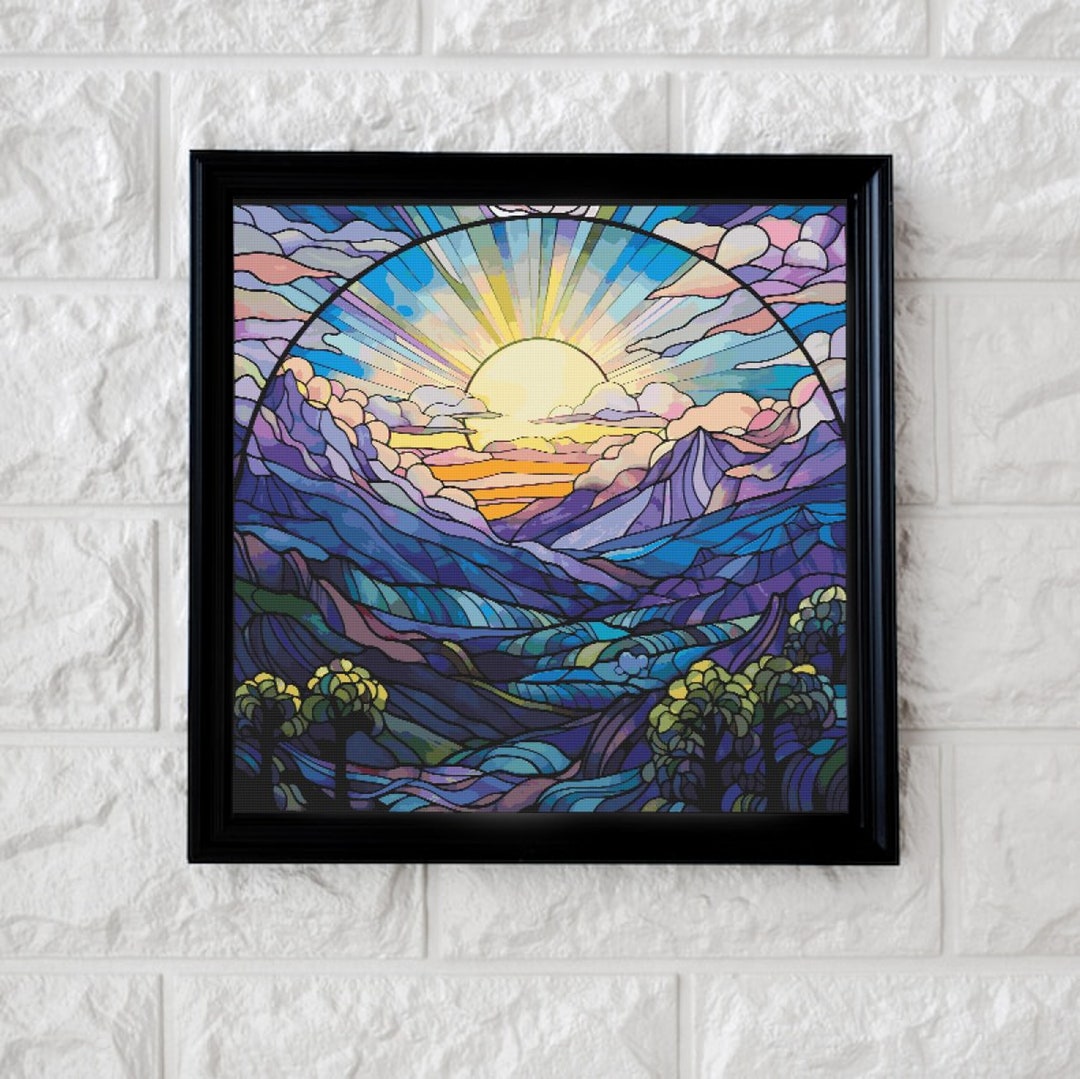 Mountain Sunset Cross Stitch Pattern Full Coverage PDF - Etsy
