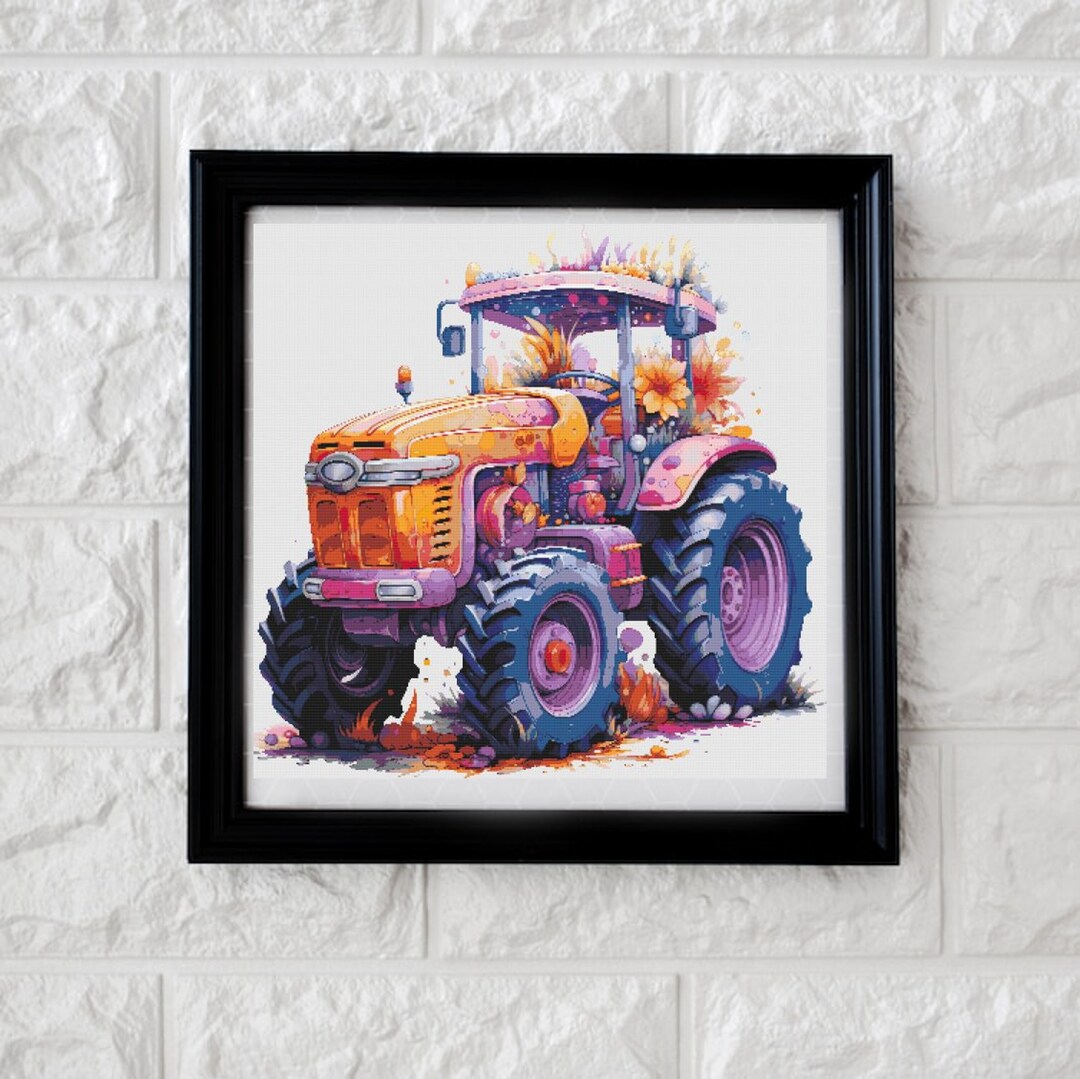 Colourful Tractor Cross Stitch Pattern PDF - Etsy