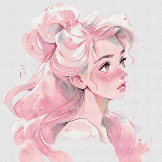 Pink Blushing Anime Girl Cross Stitch Pattern PDF - Etsy