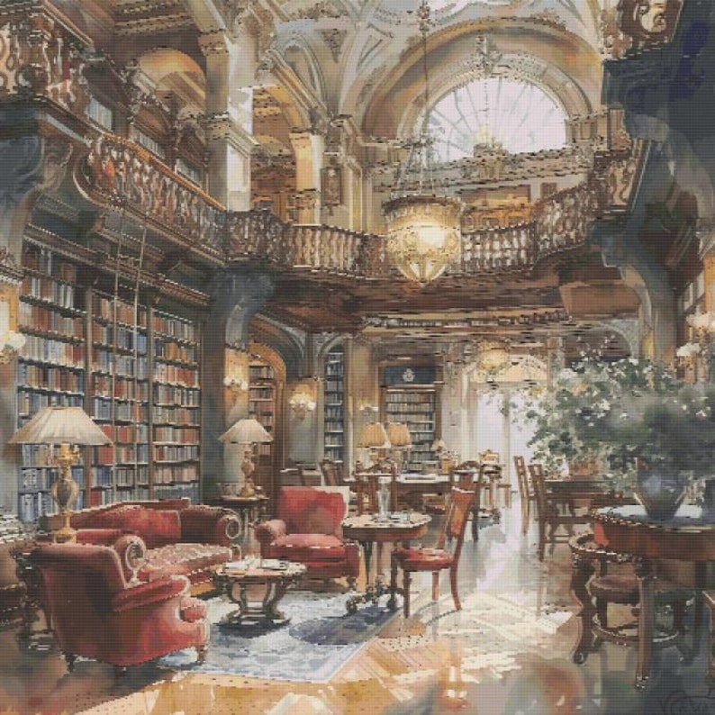 Grand Library Cross Stitch Pattern Full Coverage PDF - Etsy