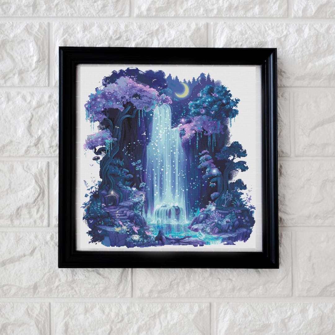 Glowing Waterfall Cross Stitch Pattern PDF - Etsy