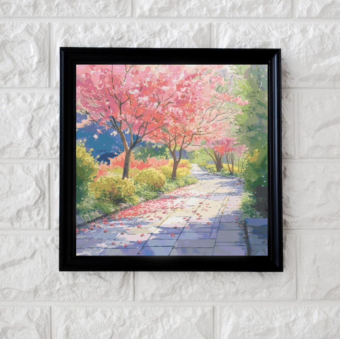 April Walk Watercolour Cross Stitch Pattern Full Coverage PDF - Etsy