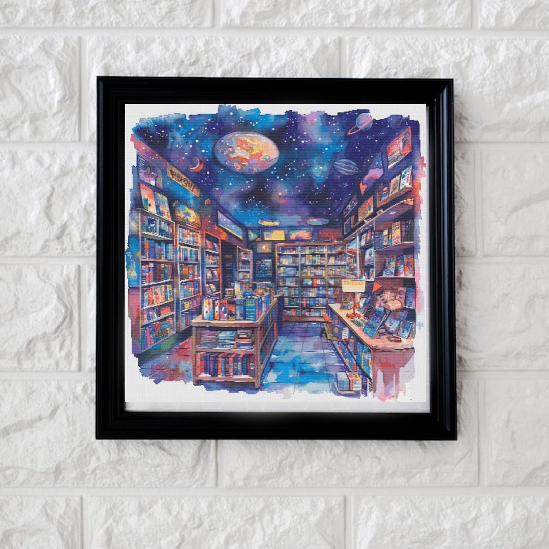 Bright Space Bookshop Cross Stitch Pattern PDF - Etsy