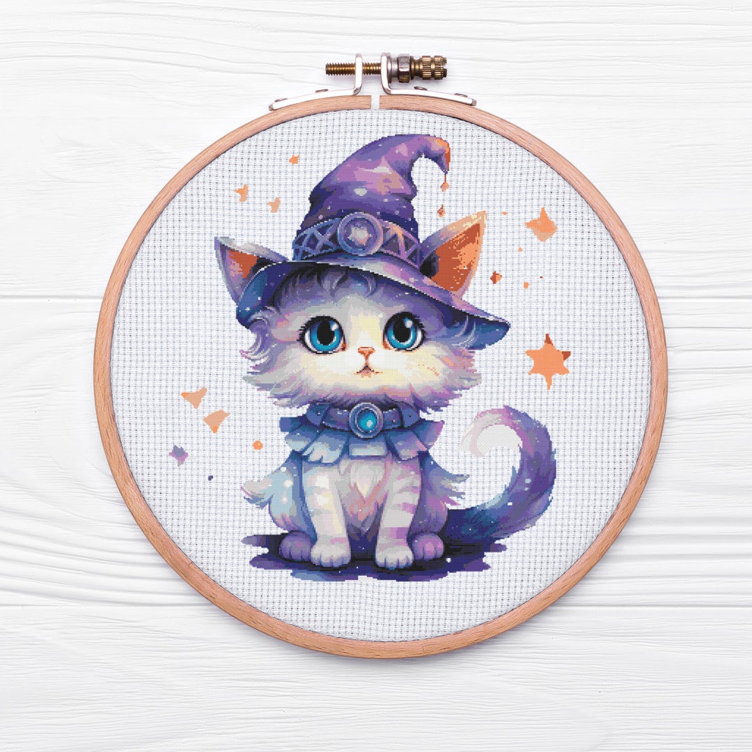 Cutsey Witch Cat Cross Stitch Pattern PDF - Etsy