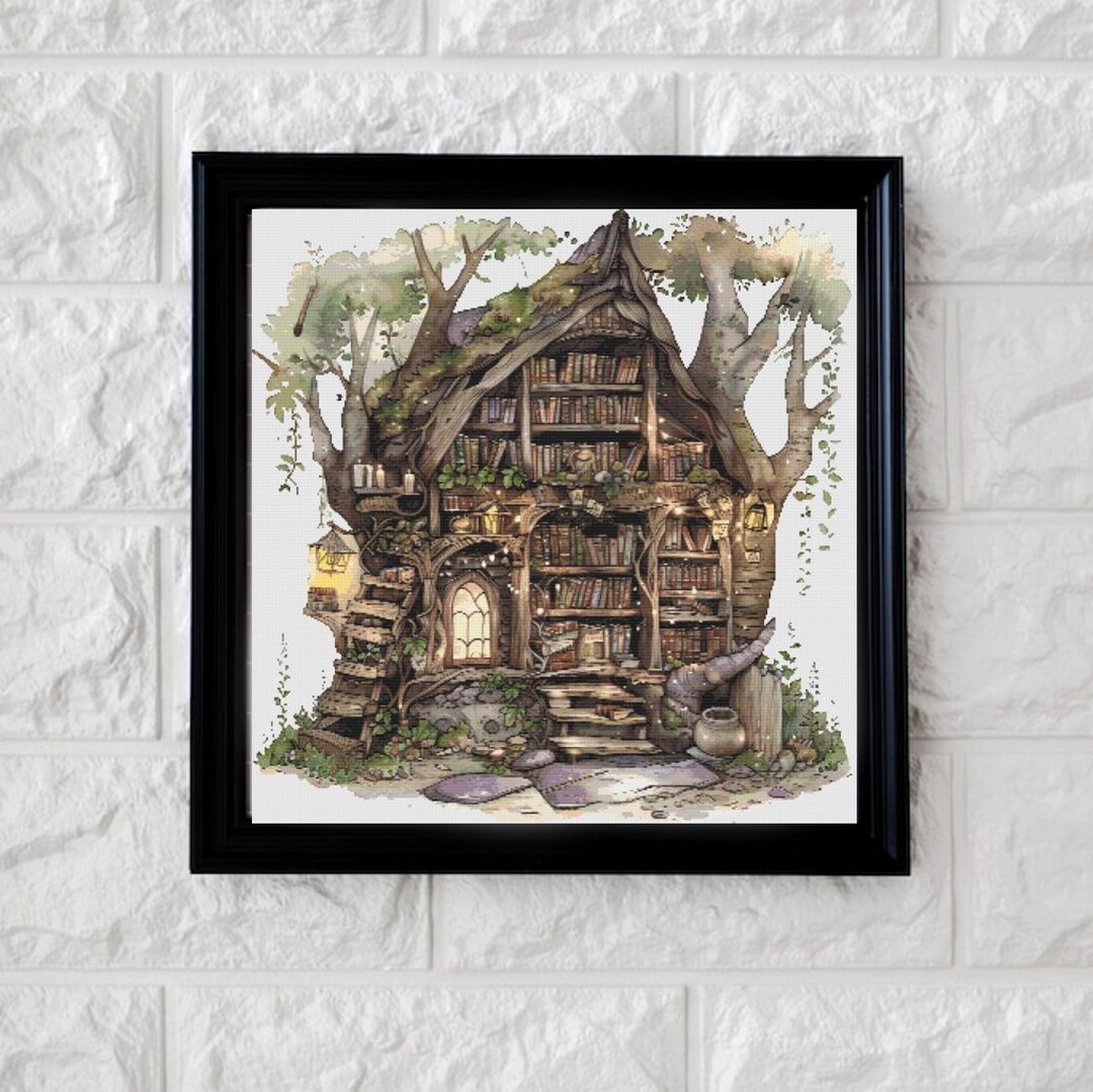 Tree Trunk Library Cross Stitch Pattern PDF - Etsy