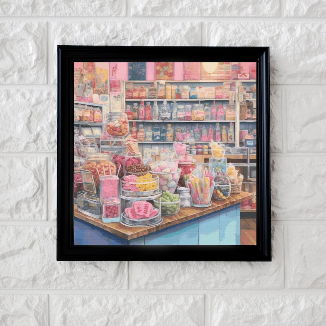 Candy Shop Watercolour Cross Stitch Pattern Full Coverage PDF - Etsy