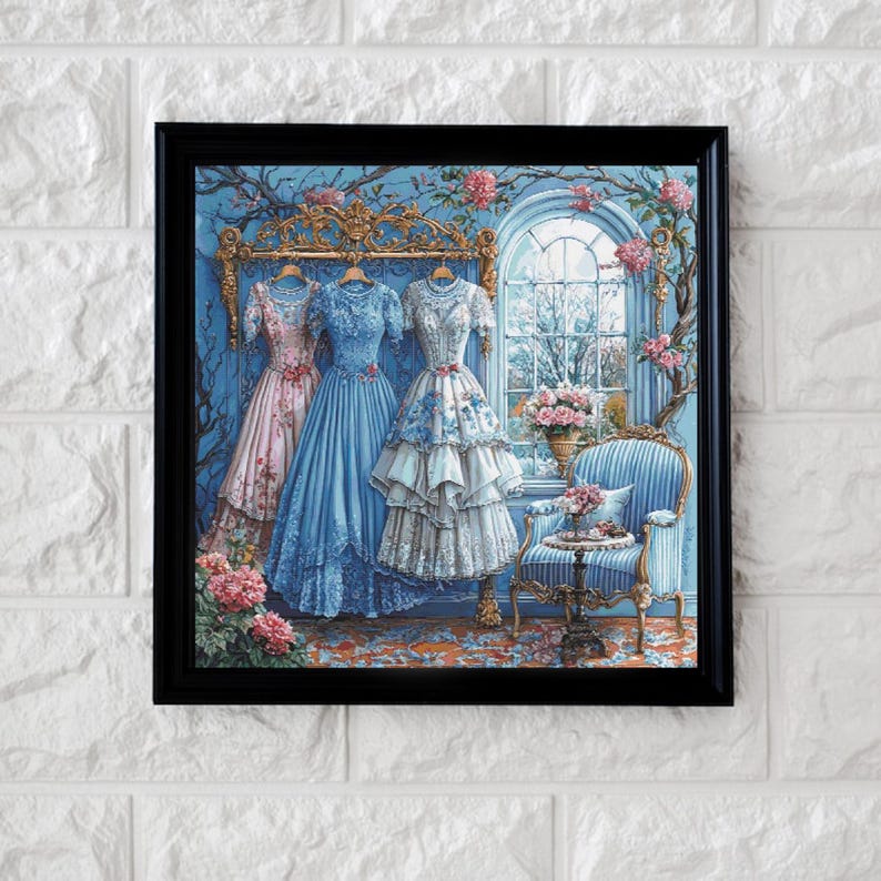 Pretty Dresses Cross Stitch Pattern Full Coverage PDF - Etsy