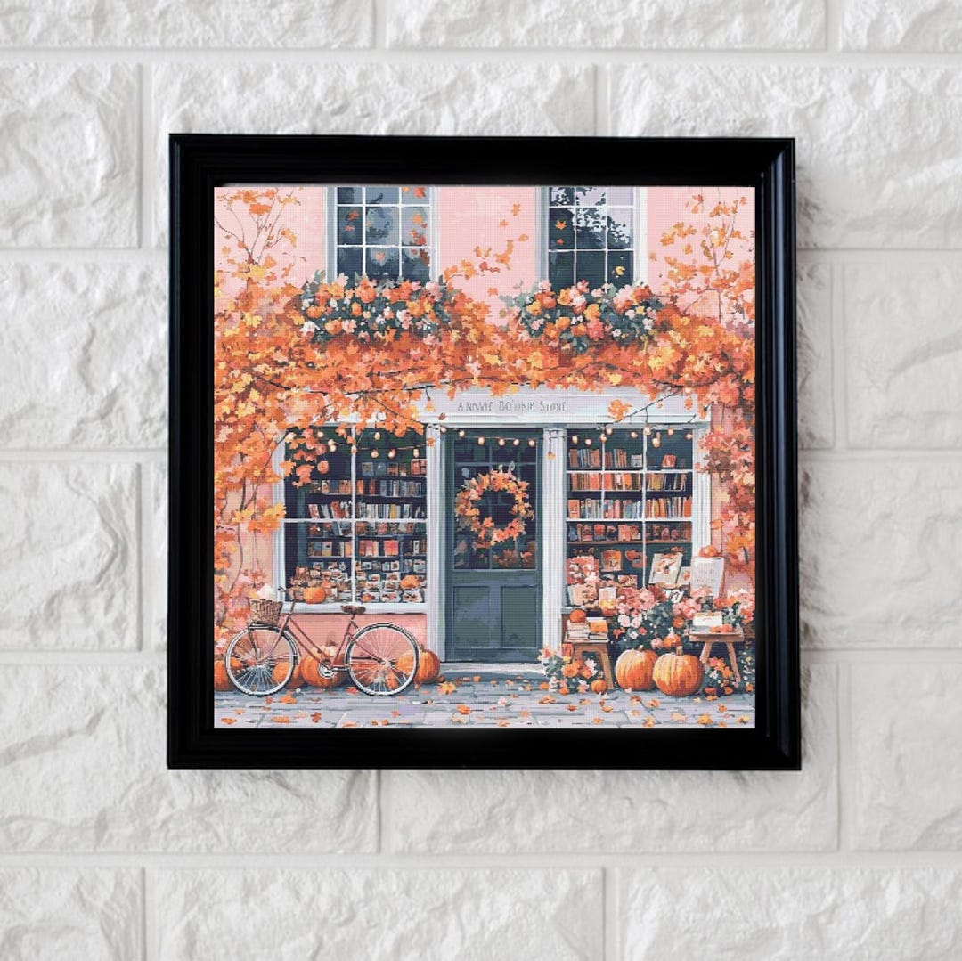 Fall Bookshop Cross Stitch Pattern Full Coverage PDF - Etsy