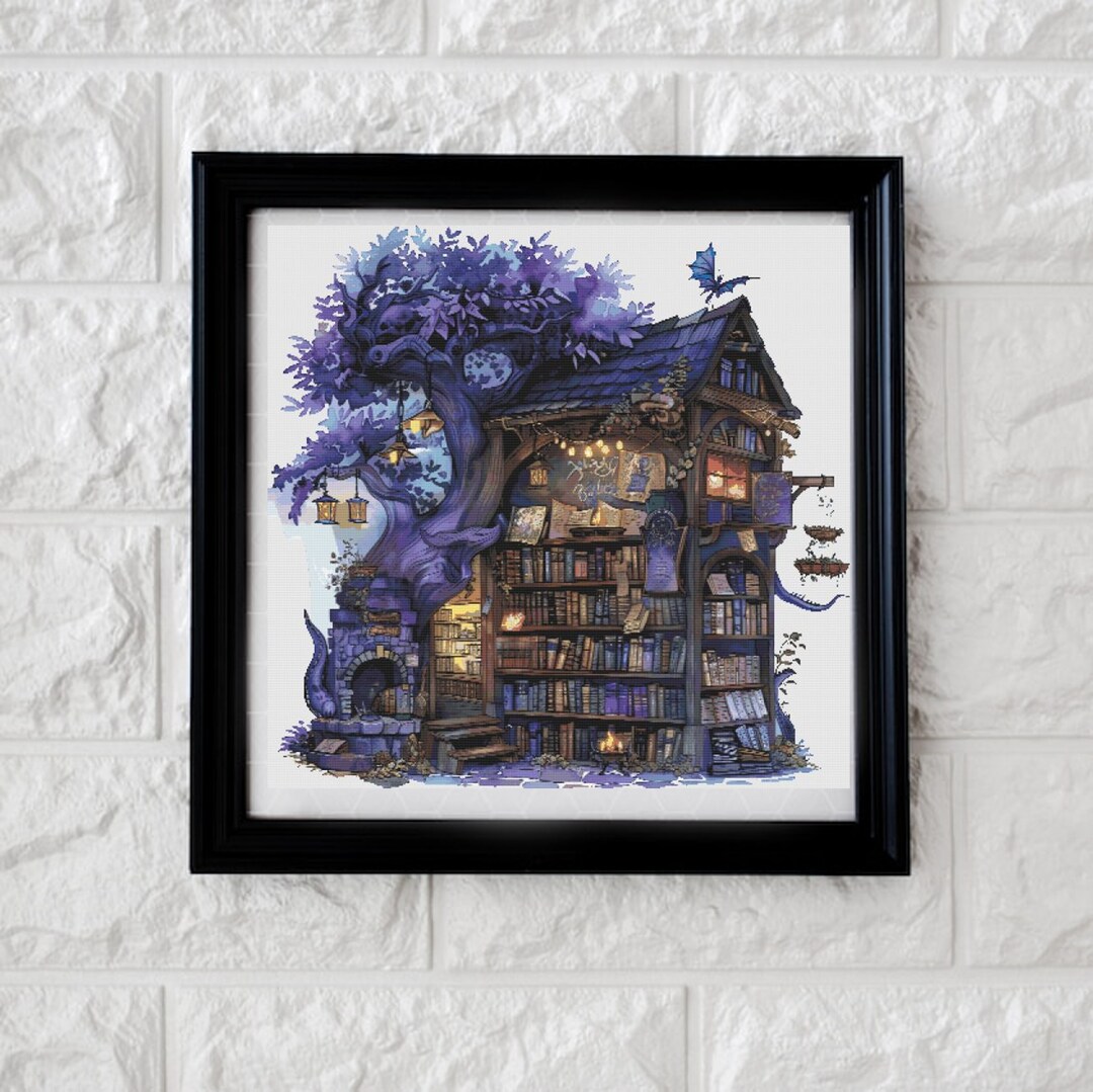 Night Time Bookshop Cross Stitch Pattern PDF - Etsy