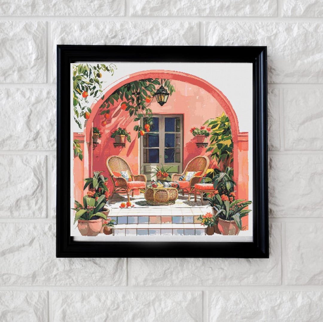 Peach Porch Cross Stitch Pattern PDF - Etsy