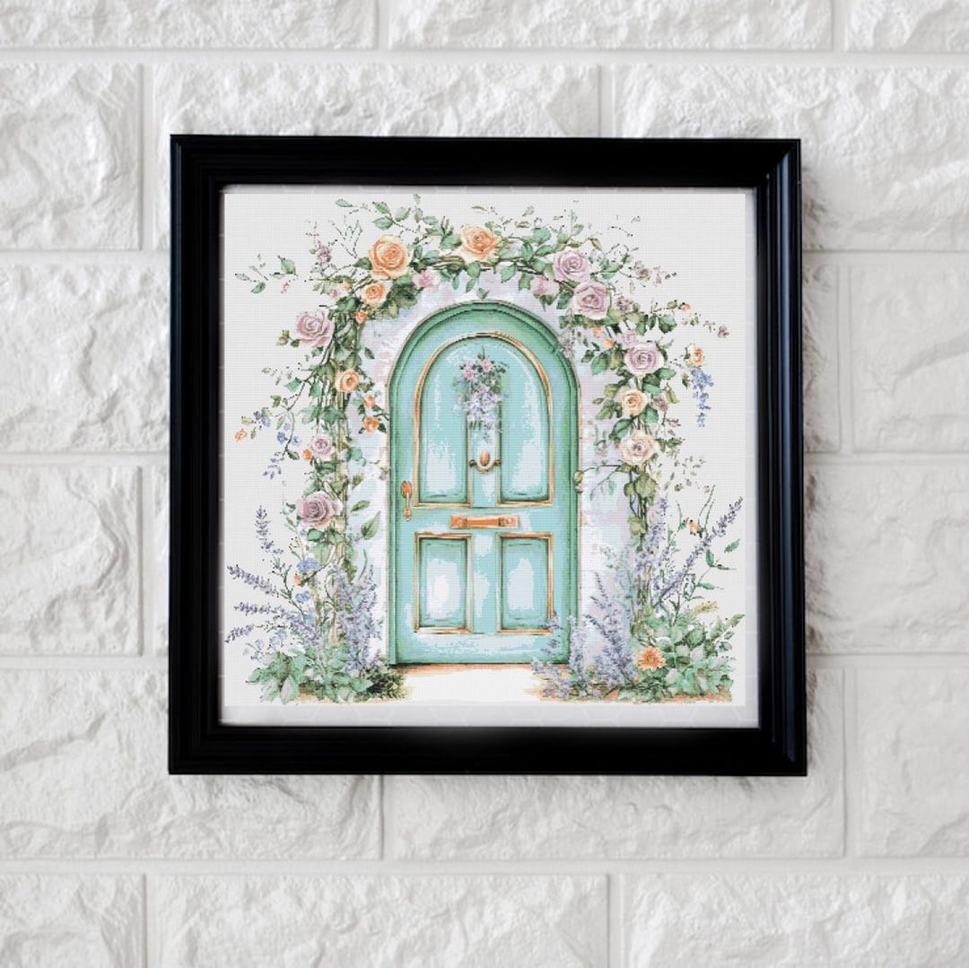 Pretty Green Doorway Cross Stitch Pattern PDF - Etsy