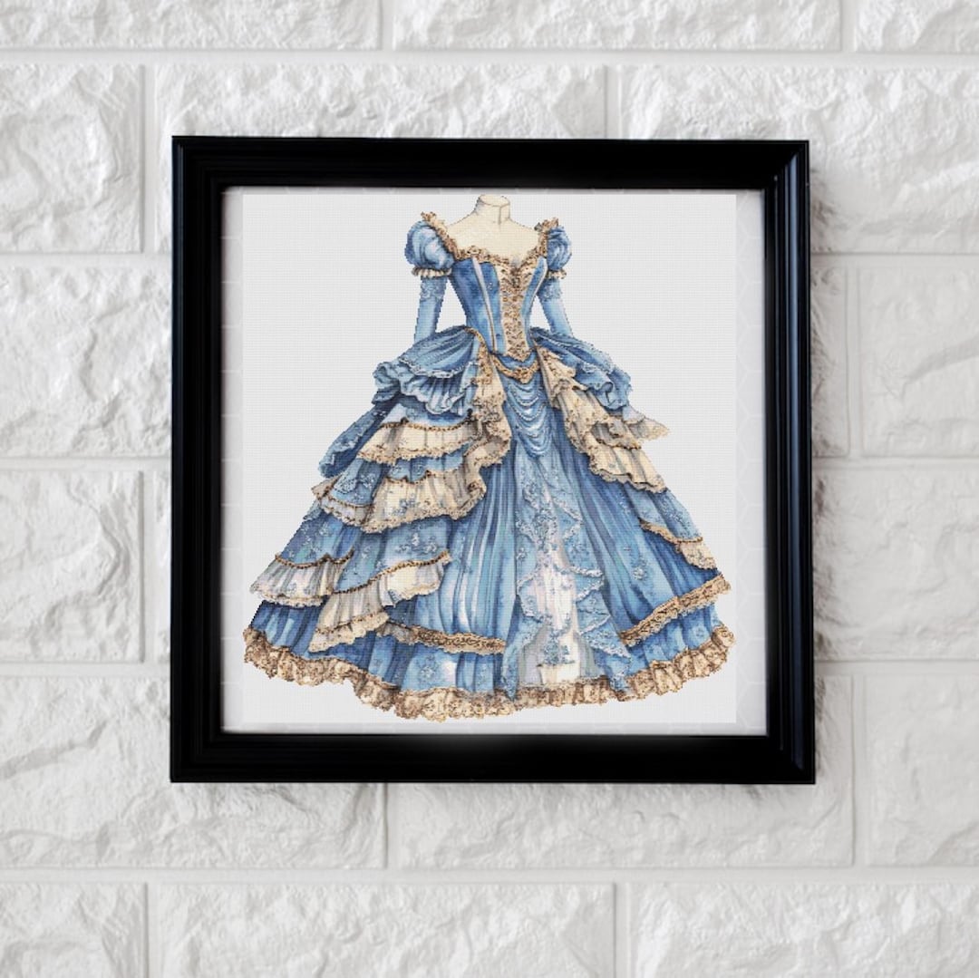 Blue Rococo Dress Cross Stitch Pattern PDF - Etsy