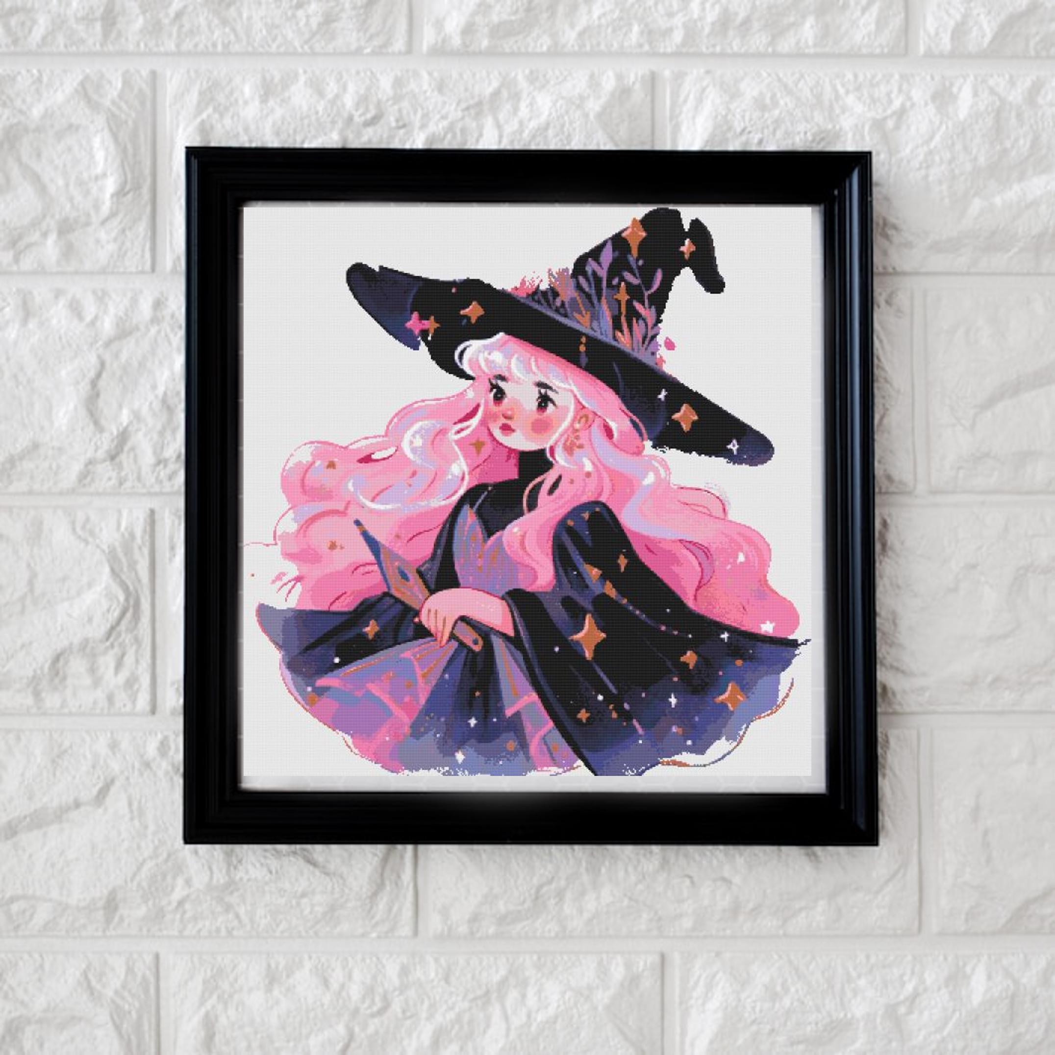 Pink Cutesy Witch Cross Stitch Pattern PDF - Etsy