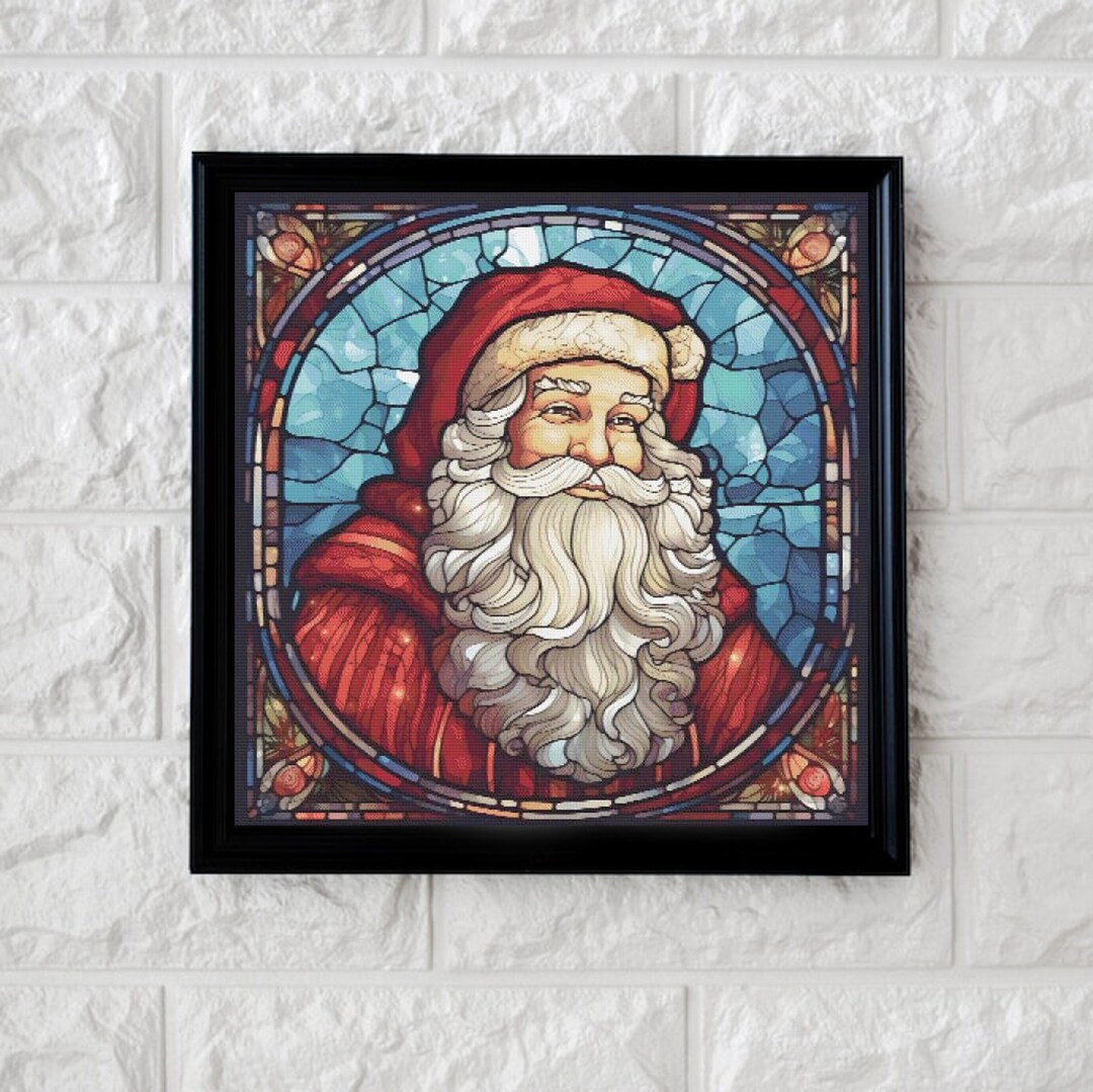 Stained Glass Santa Cross Stitch Pattern Full Coverage PDF - Etsy