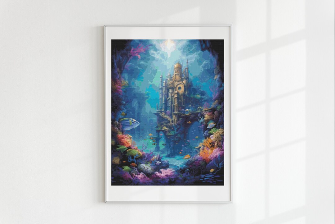 Underwater Castle Cross Stitch Pattern Full Coverage PDF - Etsy