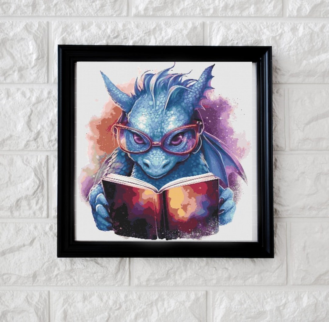 Dragon Reading Cross Stitch Pattern PDF - Etsy