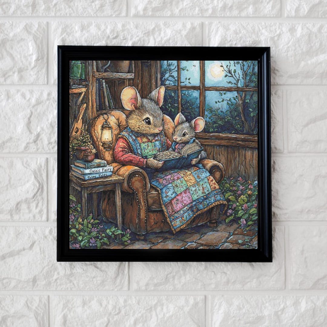 Cozy Mice Reading Cross Stitch Pattern Full Coverage PDF - Etsy