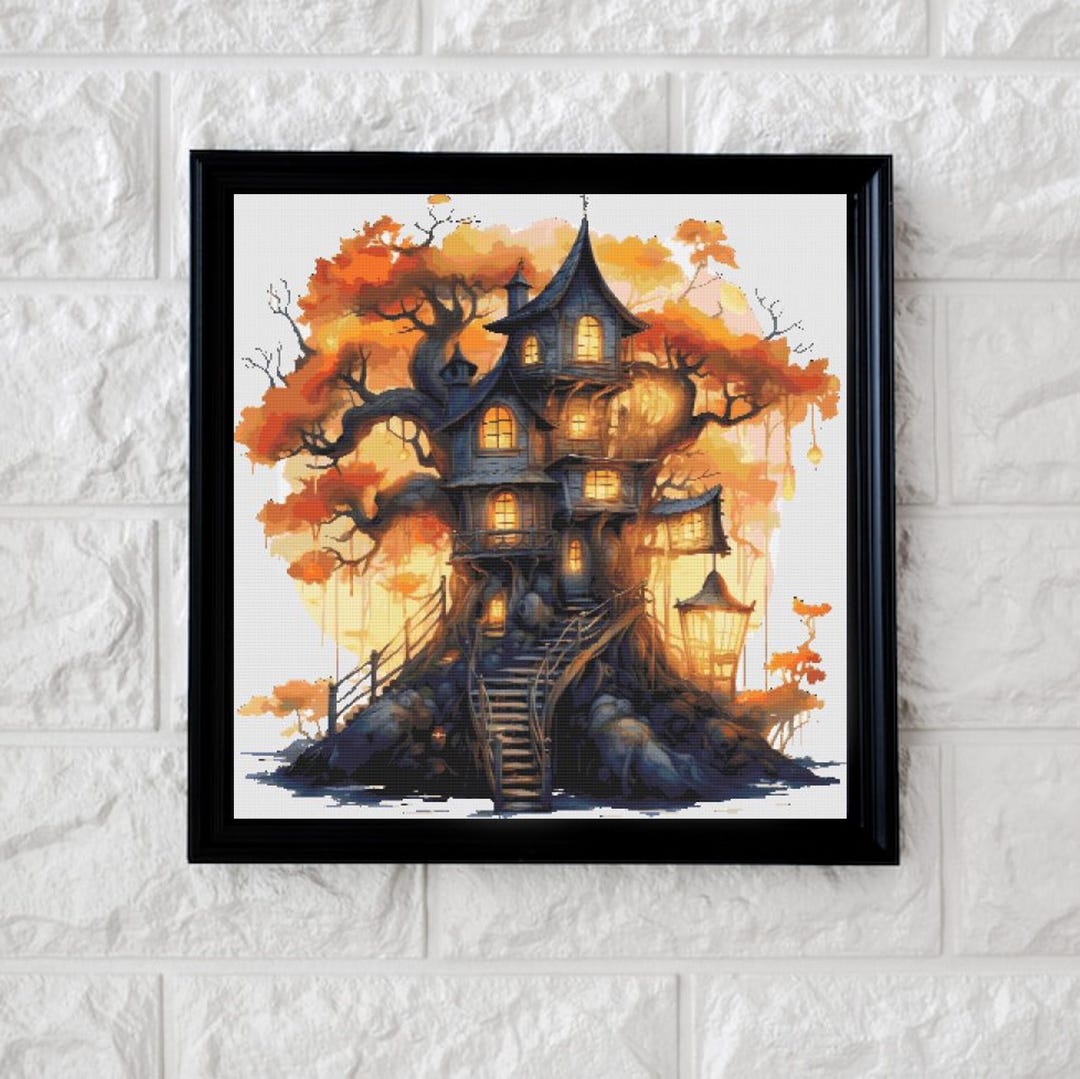 Haunted Treehouse Cross Stitch Pattern PDF - Etsy
